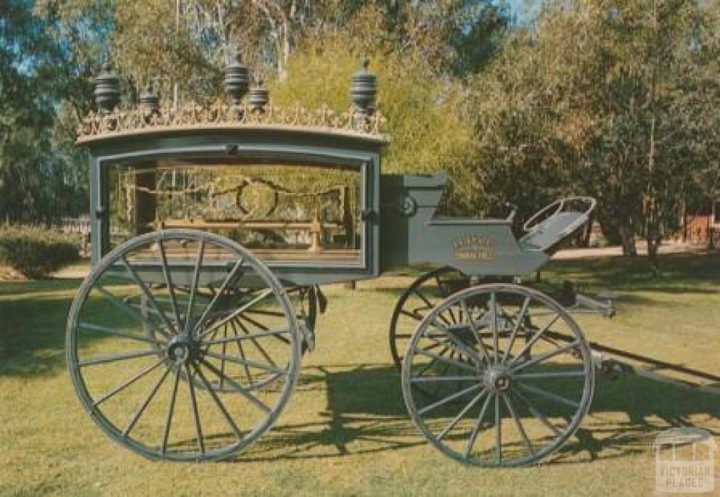 Swan Hill, Horse-drawn Hearse, Pioneer Settlement. Made in England in ... Swan Hill, Horse-drawn Hearse, Pioneer Settlement. Made in England in ...